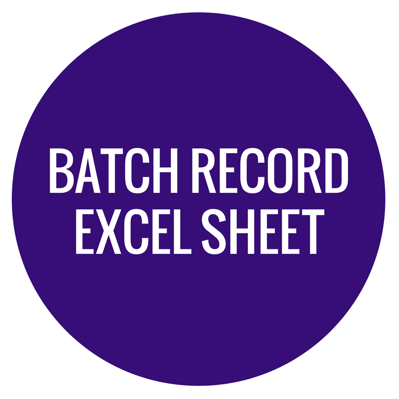 Batch Record Excel Sheet - Wholesale Supplies Plus