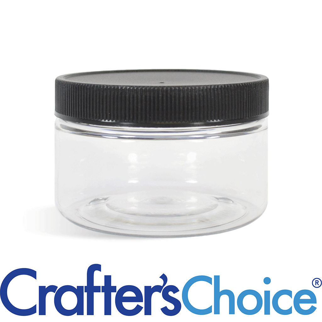8 oz Clear Heavy Wall Jar & Black Ribbed Top Set - Wholesale Supplies ...